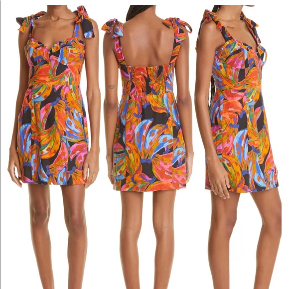 FARM Rio | Dresses | Nwt Farm Rio Rainbow Bananas Linen Blend Sundress ...